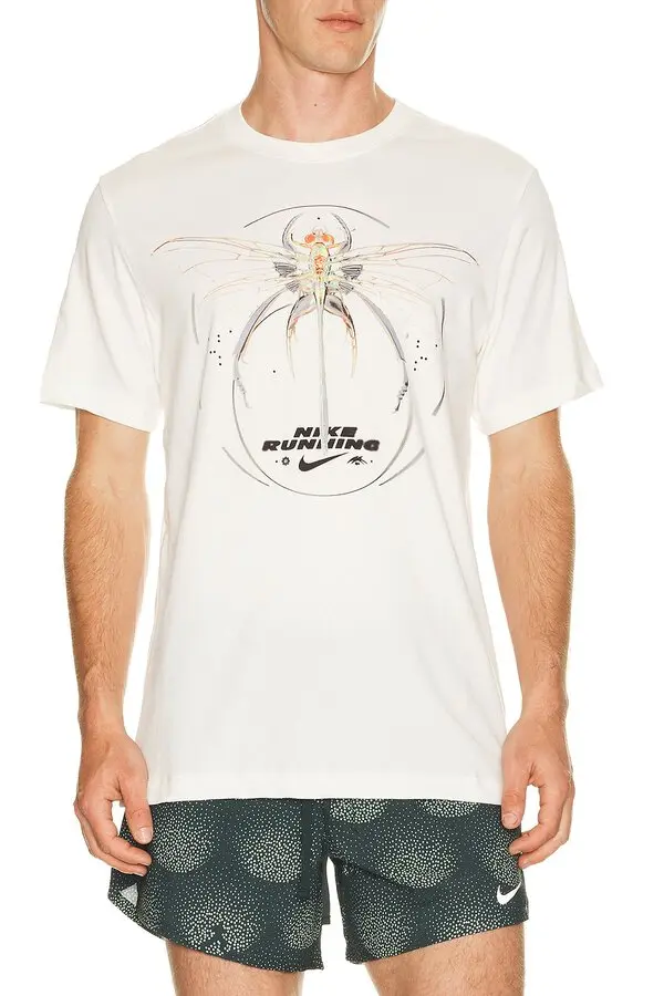 Nike Dri-fit Running T-shirt In Cream - Sail