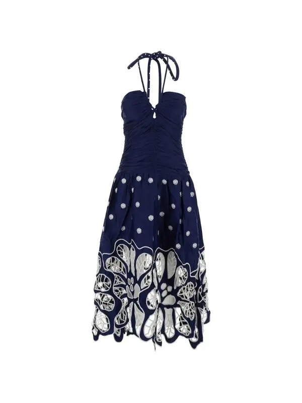 Farm Rio Abito Midi Senza Iche "bicolor Richilieur - Blue