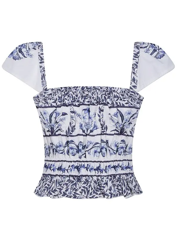 Farm Rio Floral Print Cotton Shirt - White