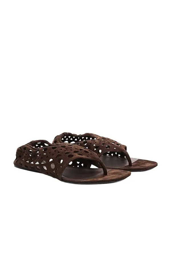Alaïa Alaϊa Neo Vienne Flat Sandal - Chocolat