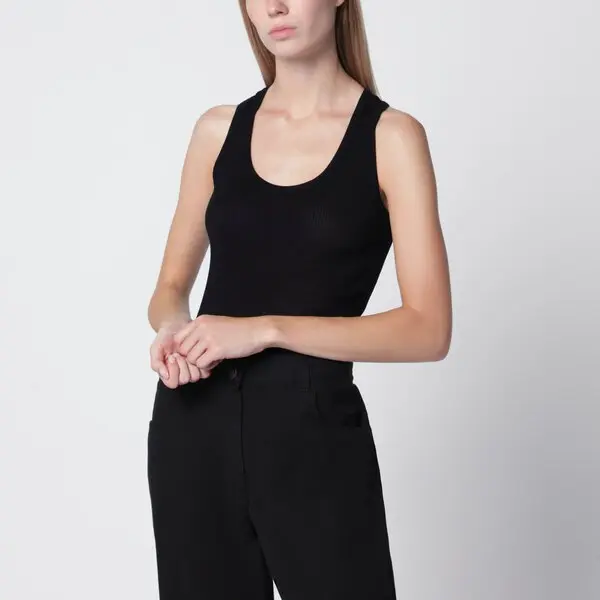 THE ROW Cendrea Slim Ribbed Cotton Tank Top - Black