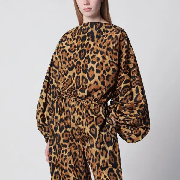 Alaïa Leopard-print Nylon Bodysuit Shirt - Brown