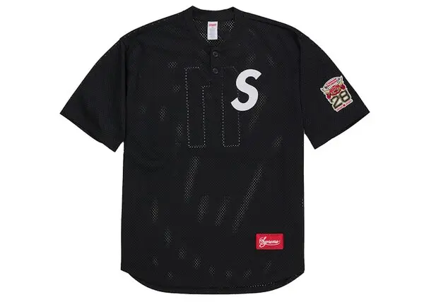 Supreme Japan Shop S Logo Baseball Henley - Black