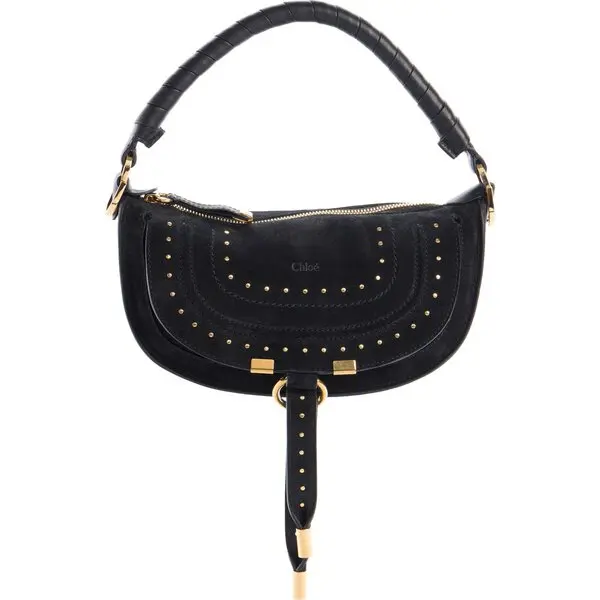 Chloé Mini Marcie Suede Camera Shoulder Bag - Black