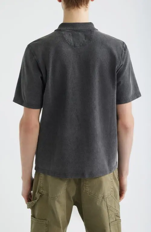 CORRIDOR Brushed Cotton Piqué Polo - Washed Black