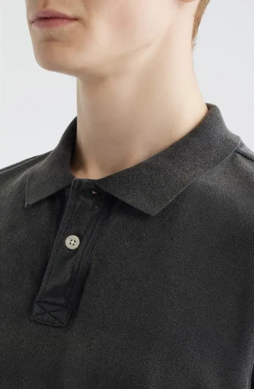 CORRIDOR Brushed Cotton Piqué Polo - Washed Black