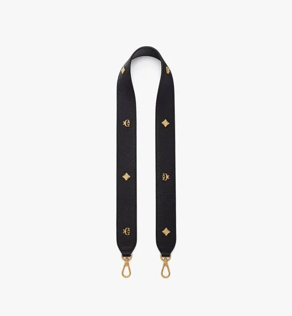 Mcm Pina Shoulder Strap In Studded Calfskin - Black