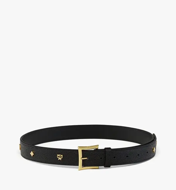 Mcm Pina Belt In Studded Leather - Black