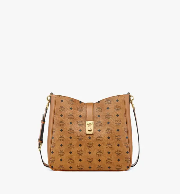 Mcm Tracy Hobo In Visetos - Cognac