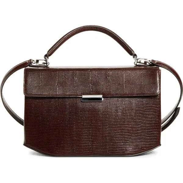 TOTEME Clip Lizard Embossed Leather Top Handle Bag
