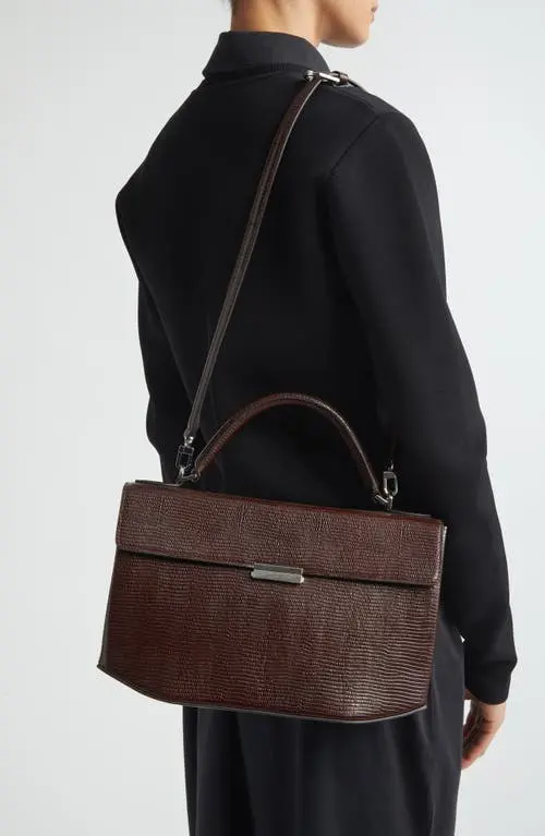 TOTEME Clip Lizard Embossed Leather Top Handle Bag