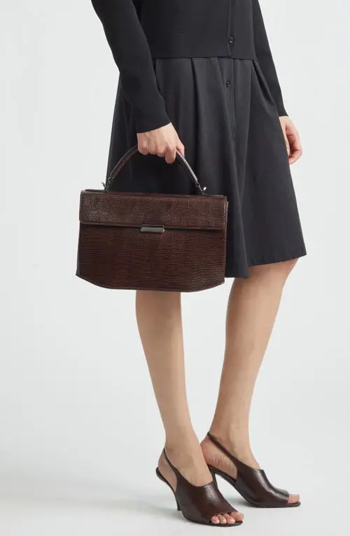 TOTEME Clip Lizard Embossed Leather Top Handle Bag