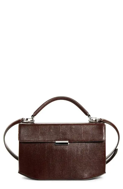 TOTEME Lizard Embossed Leather Top Handle Bag - Brown