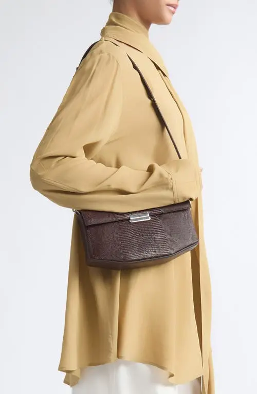 TOTEME Clip Lizard Embossed Leather Bag - Brown