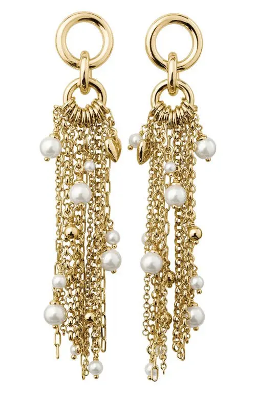 Kate Spade New York Chain Reaction Faux Pearl Tassel Drop Earrings - Cream.