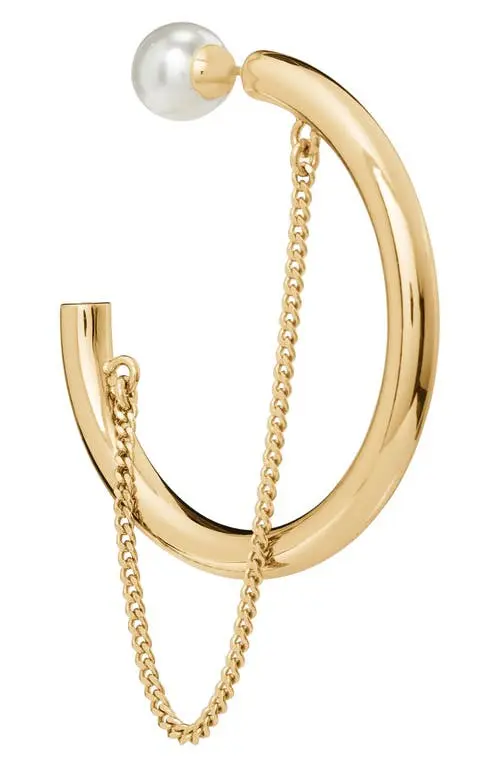 Kate Spade New York Chain Hoop Earrings With Faux Pearl Post
