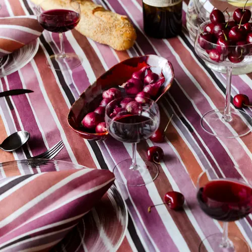GOLDIE HOME Round Lisbon Stripe Tablecloth