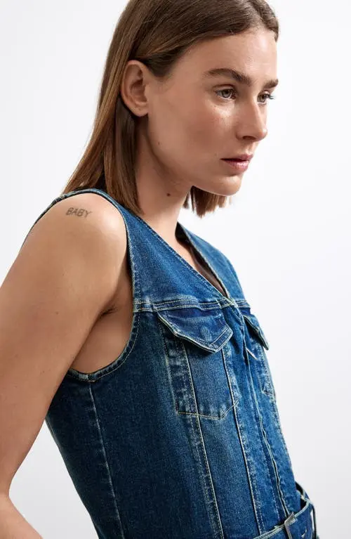 Desigual Denim Vest Midi Dress With Belt