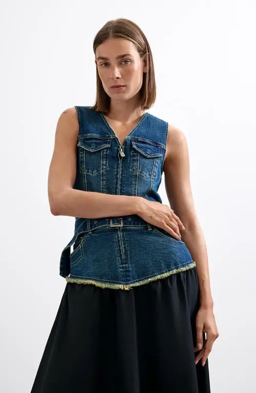 Desigual Denim Vest Midi Dress With Belt