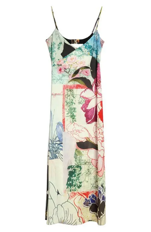 Desigual Patchwork Print V-neck Slipdress