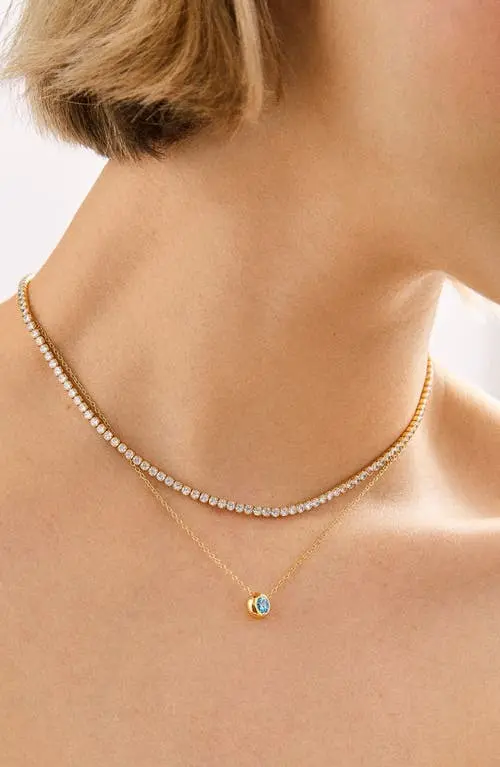 Baublebar 18k Gold Plated Birthstone Pendant Necklace - Dark Blue
