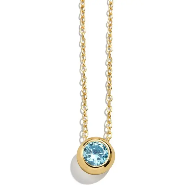 Baublebar 18k Gold Plated Birthstone Pendant Necklace - Light Blue