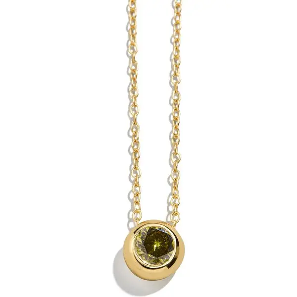 Baublebar 18k Gold Plated Birthstone Pendant Necklace - Light Green