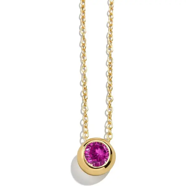 Baublebar 18k Gold Plated Birthstone Pendant Necklace - Pink