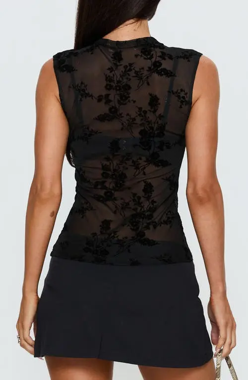 Princess Polly Kelira Keyhole Sheer Sleeveless Top