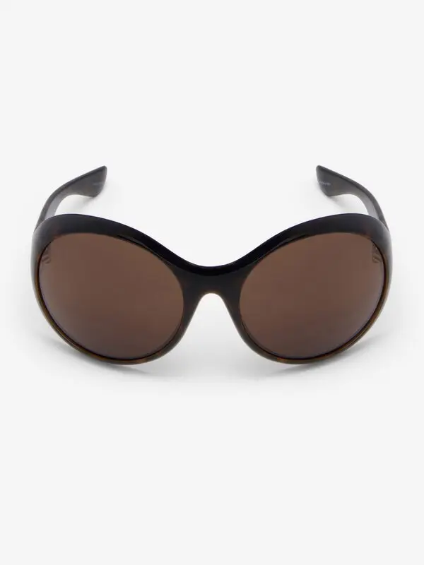 Alexander McQueen Kate Round Sunglasses - Black/brown