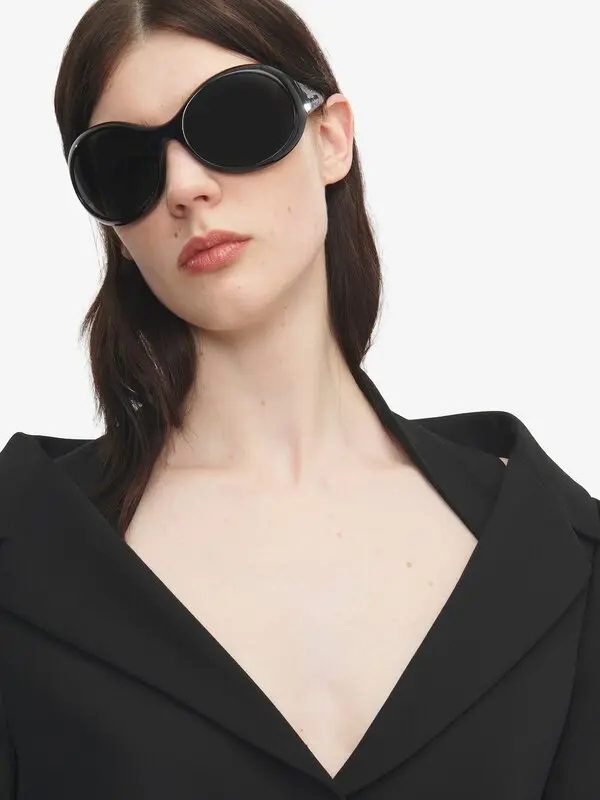Alexander McQueen Kate Round Sunglasses - Black/grey