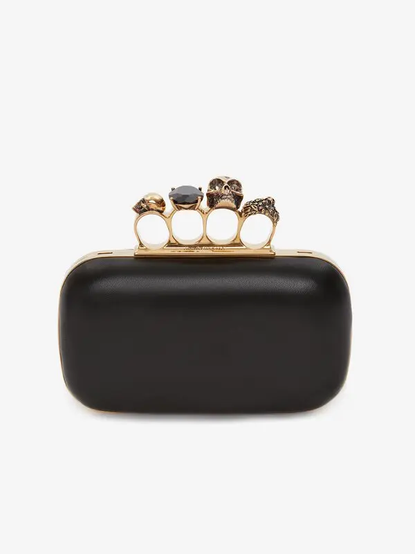 Alexander McQueen Knuckle Clutch With Chain - Black
