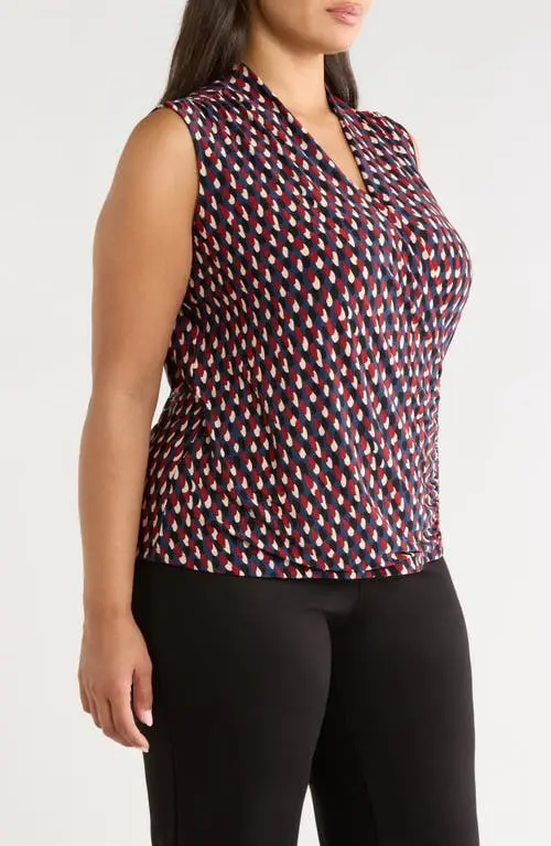 Anne Klein Abstract Print Faux Wrap Top