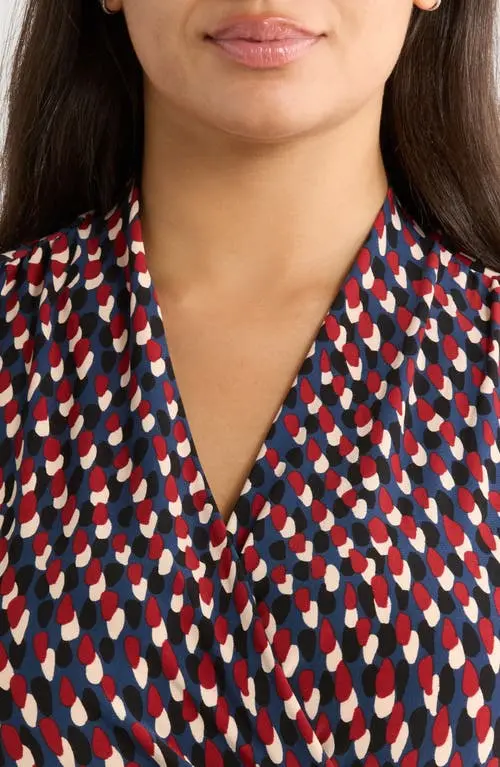 Anne Klein Abstract Print Faux Wrap Top