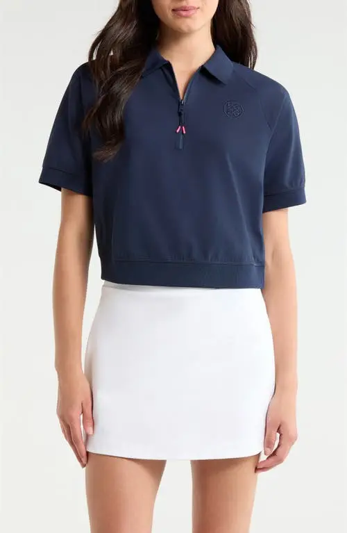 G/fore Cropped Stretch Scuba Quarter Zip Polo
