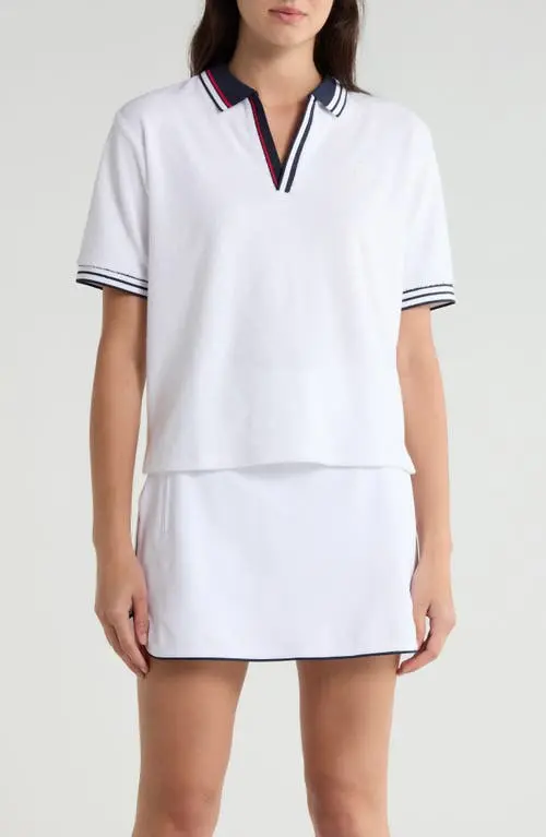 G/fore Circle G Johnny Collar Cotton Blend Terry Polo - Snow
