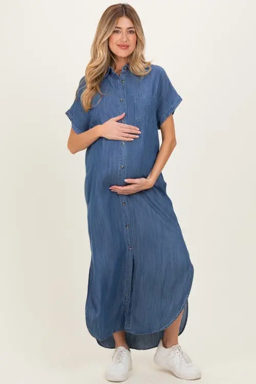 PINKBLUSH Chambray Button-down Shirt Dress