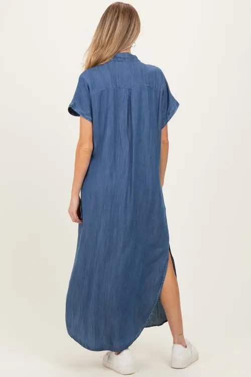 PINKBLUSH Chambray Button-down Shirt Dress