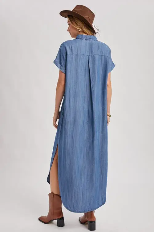 PINKBLUSH Chambray Button-down Shirt Dress