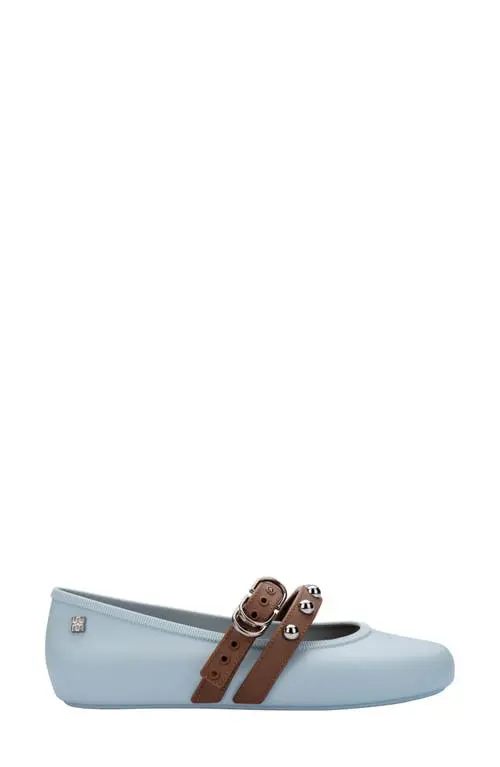 Melissa Stud Mary Jane Soft Ballerina Flat - Blue/brown