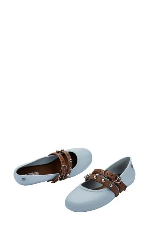 Melissa Stud Mary Jane Soft Ballerina Flat - Blue/brown