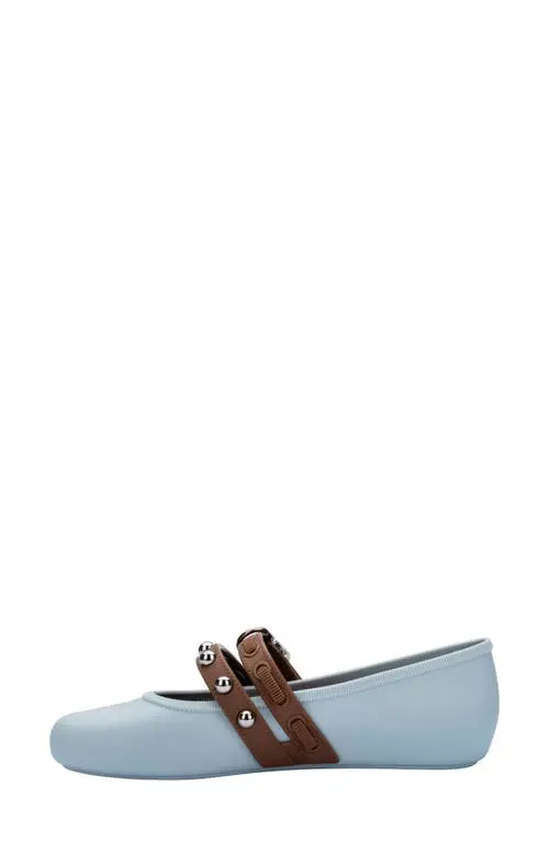 Melissa Stud Mary Jane Soft Ballerina Flat - Blue/brown