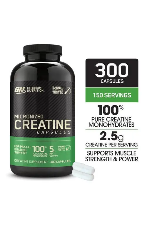 OPTIMUM NUTRITION Micronized Creatine Monohydrate Capsules, Keto Friendly, 2500mg
