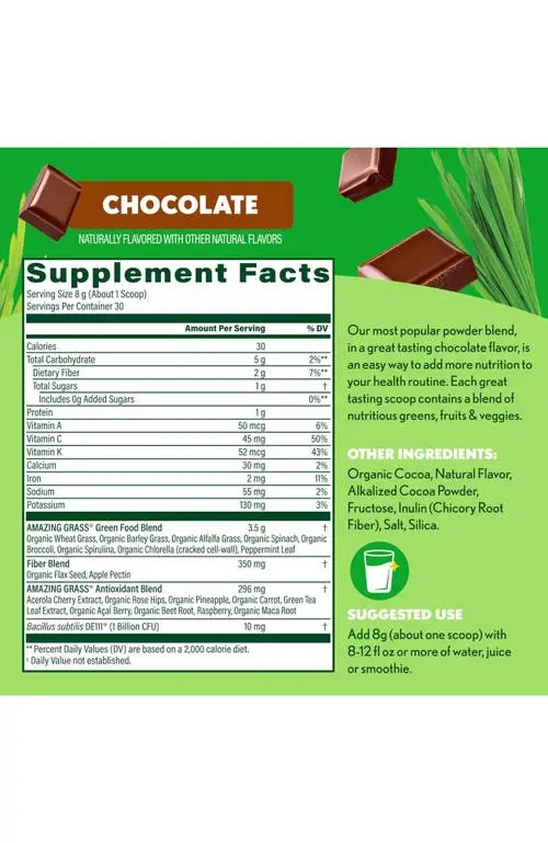AMAZING GRASS Super Greens Powder, Chocolate