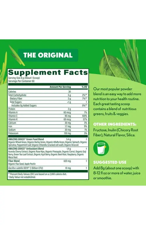 AMAZING GRASS Greens Blend Superfood, The Original Superfood Powder, 1.06 Lb