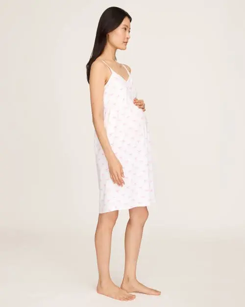 PETITE PLUME Pima Cotton Maternity Nightgown In Blushing Bows