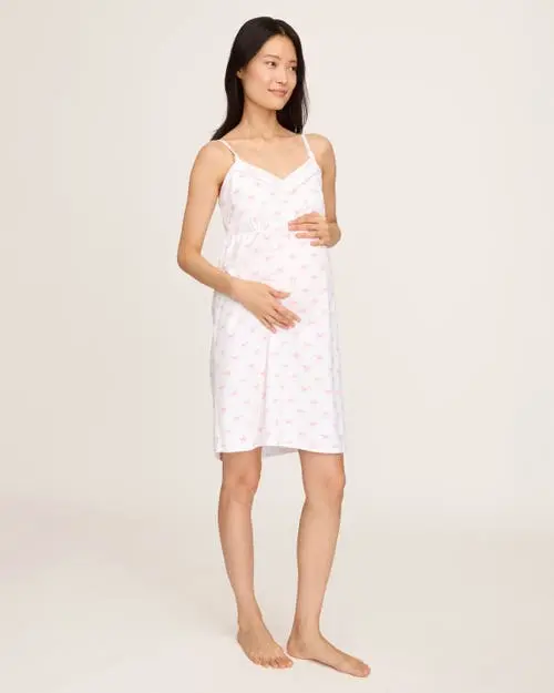 PETITE PLUME Pima Cotton Maternity Nightgown In Blushing Bows