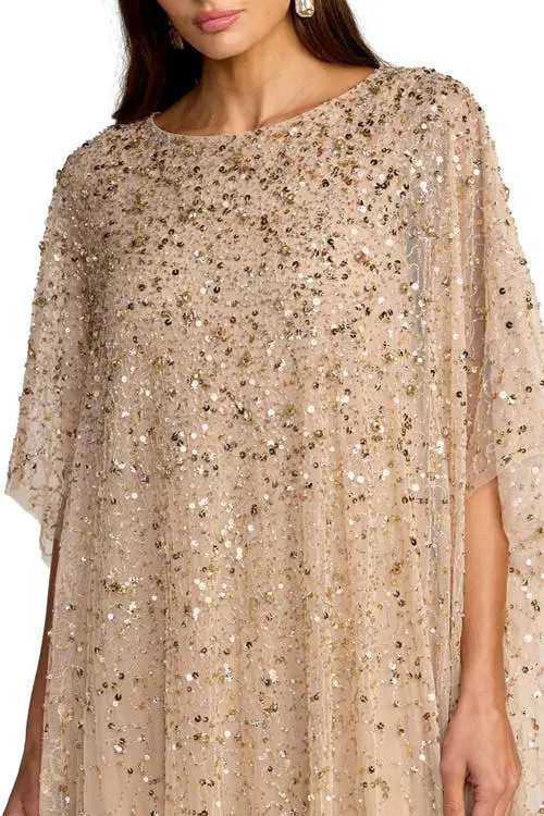 Mac Duggal Embellished Mesh Kaftan Gown