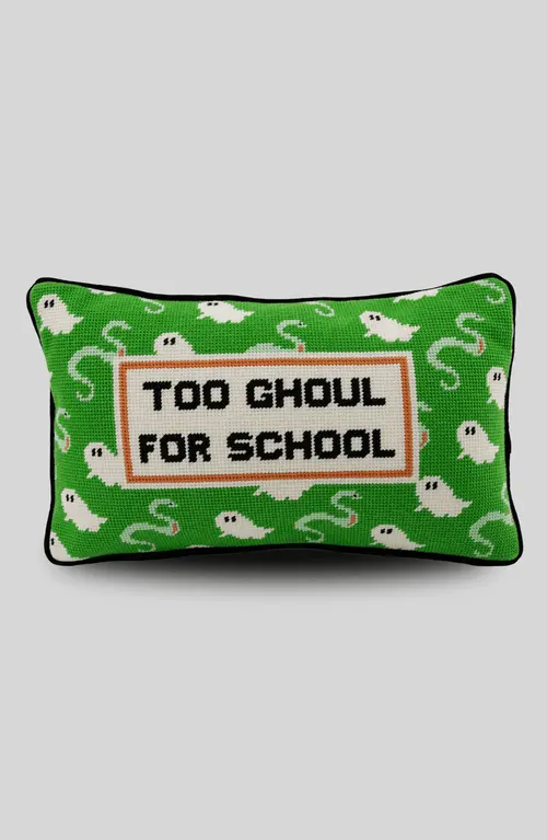 FURBISH Too Ghoul Needlepoint Pillow - Black