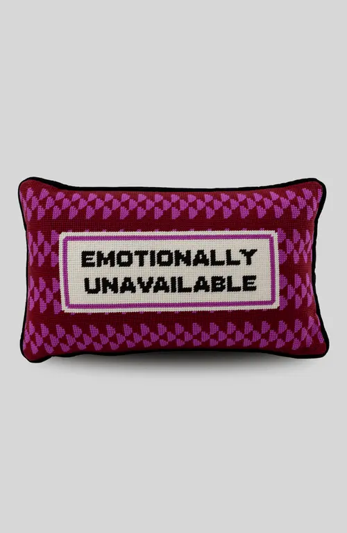 FURBISH Emotionally Unavailable Needlepoint Pillow - Black